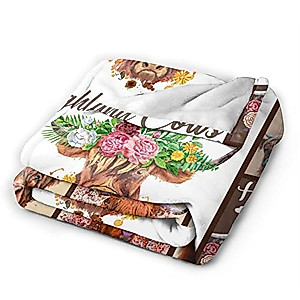 Highland Cow Throw Blanket Gifts for Women Adults Highland Cattle Farm Cow Animal Print Blanket Super Soft Cozy Fleece Warm Lightweight Plush Blanket Decor for Living Room Couch Bed Chair 40''X50''