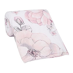Lambs & Ivy Botanical Baby Watercolor Floral Pink Sherpa Fleece Baby Blanket