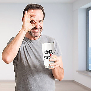 CHICKOR Cna Coffee Mugs Travel 20 Oz With Lid, Because Even Nurses Need Heroes Stainless Steel Nurse Themos, National Nurses Day Gifts for Practioner Labor Women, Inspiration Gift White Themed