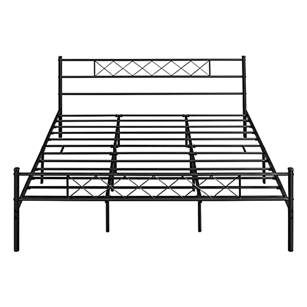 Yaheetech King Size Metal Bed Platform with Headboard and Footboard/Mattress Foundation/Under Bed Storage Black