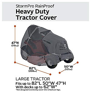 Classic Accessories StormPro Waterproof Heavy-Duty Tractor Cover, Fits tractors with decks up to 62"