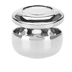 Shaving Soap Bowl, Universal Men Stainless Steel Beard Shaving Soap Bowl Shaving Mug Container With a Mirror