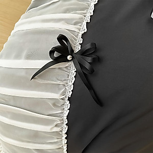 IHOUSTRIY Kid Duvet Cover Full Size, Ruffle Beddding Set with Bowtie, 3 Pieces Comforter Cover Set with Zipper Closure, Girl Bedding with Pillowcase - Black, Full, Comforter Not Included