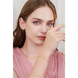 Hoops & Loops Yellow Gold Flashed Sterling Silver Heart Link Chain Bracelet