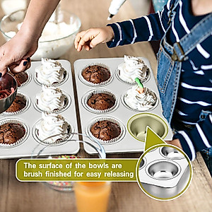 P&P CHEF Muffin Pan Cupcake Pans Set of 2, Stainless Steel Muffin Pans (6-Cups), For Mini Brownie Tart Quiches, Healthy & Durable, Quick Release & Easy Clean, Dishwasher Safe