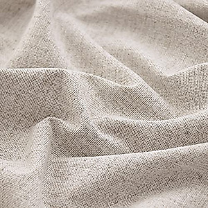 YoungsTex Linen 100% Blackout Curtains for Bedroom 63 Inches Length 2 Panels, Thermal Insulated Linen Textured Full Room Darkening Curtains for Living Room Back Tab and Rod Pocket, 52 X 63 Inch, Beige