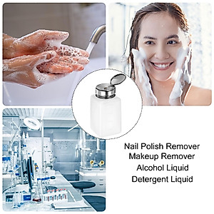 HARFINGTON Solvent Alcohol Dispensers 200ml(6.8oz) Push Down Liquid Dispenser Pump Bottle with Sealing Stainless Steel Lid for Acetone Cleanser Polish Remover, White