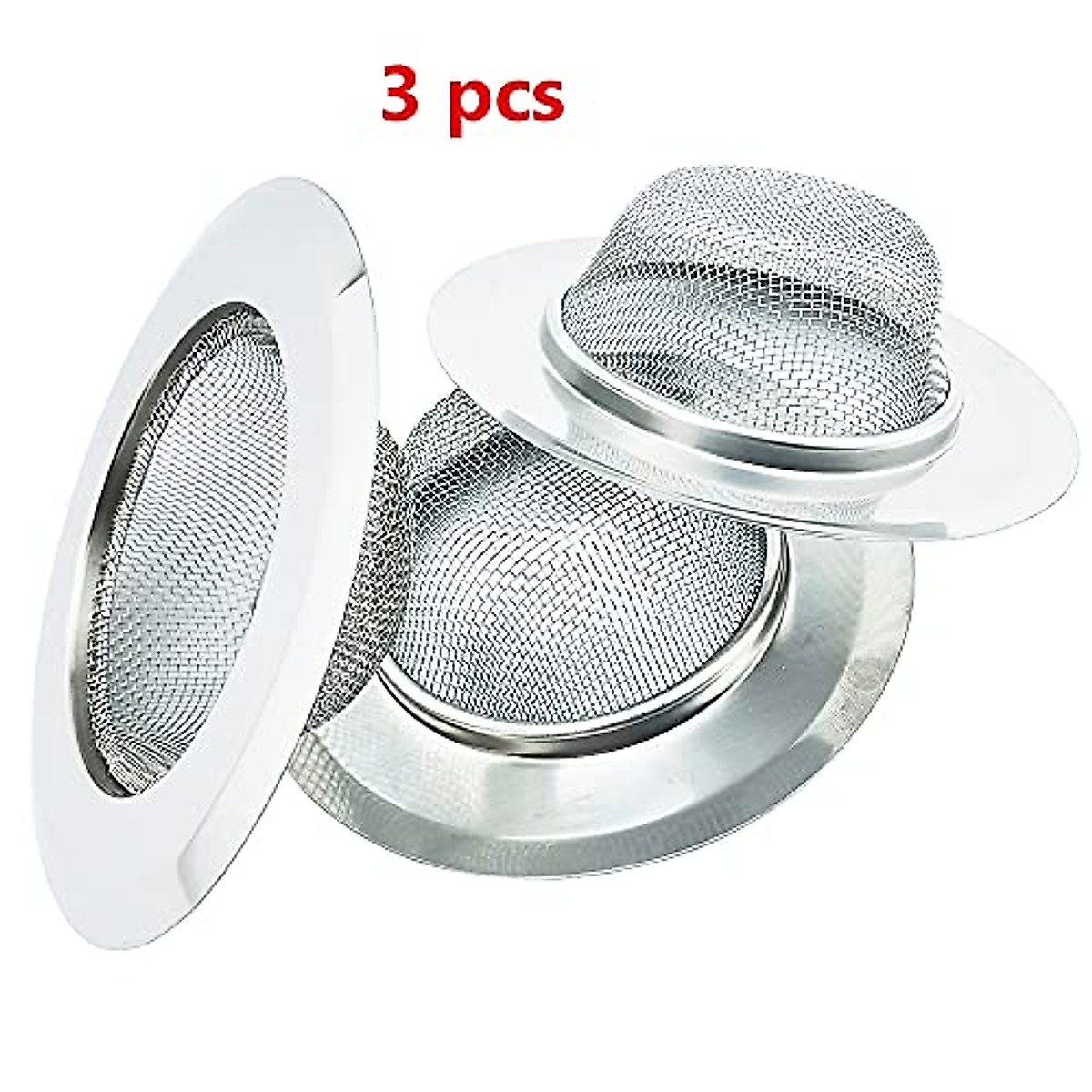 3PCS Kitchen Sink Strainer - Stainless Steel, Large Wide Rim 4.5" Diameter Kitchen Sink Strainer Basket Catcher Wide Rim Perfect for Most Sink Drains, Anti-Clogging Micro Perforation Holes, Rust Free