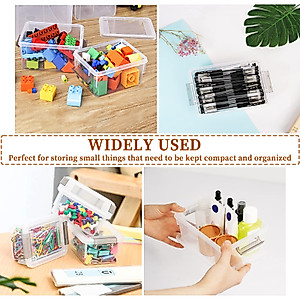 FLMOUTN 8Pcs Small Clear Storage Bin with Lid, Stackable Small Storage Bins with Secure Latching Buckles, 0.91 Qt / 1 Liter Clear Storage Boxes for Organizing Kid's Toy Crafts