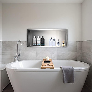 Supllueer Stainless Steel Shower Niche 24" X 12",No Tile Needed Recessed Shower Shelf,Recessed Niche Shower Niche for Bathroom Storage Over Mount Installation