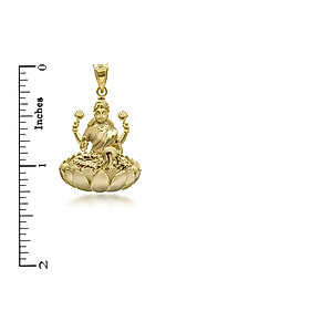Certified 14K Yellow Gold Hindu Goddess Lakshmi (Luxmi) Pendant