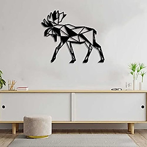 Geometric Deer Metal Wall Art, Metal Wall Sculptures, Metal Hanging Artwork Signs, 3D Wall Silhouette Metal Wall Decor, for Home Office Decoration Sculpture
