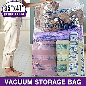 XXL Jumbo 47''X35'' Vacuum Storage Space Saver Bags Extra Large for Blanket, Bedding, Comforters and Huge Stuffed Toy (4 Pack)