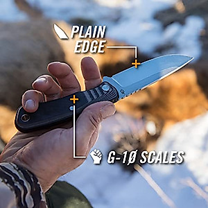 Gerber Gear Downwind Drop Point - Hunting Knife with Sheath for Camping & Hunting Gear - Olive