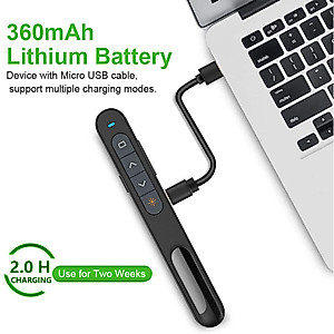 NORWII N76 Wireless Presenter with Green Light, 330FT Ofifice Presentation Remotes Presentation Clicker for Powerpoint Presentations, Presentation Pointer Slide Clicker Supports Hyperlink/Volume