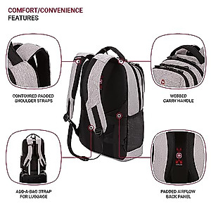 SwissGear 5668 Laptop Backpack, Light Grey Heather, 18.25 Inches
