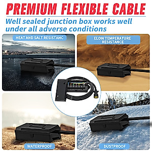 Voilamart 7 Way 8Feet Trailer Cord with 7 Gang Junction Box Kit,7 Way Trailer Wiring Harness Kit,12V Breakaway Switch and Plug Holder,Connector Cable Wiring Harness with Waterproof Junction Box