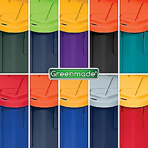 GREENMADE Extra Strong 27Gallon Plastic Storage Bin, Multi Color, 4 Pack. Heavy Duty Built With Snap Fit Lid. Factory Direct (Blue & Orange)