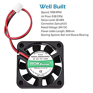 UCEC 40mm Fan DC 24V Small Brushless Cooling 4010 Axial Fan 40x40x10MM 2Pin for Computer Case 3D Printer Extruder Humidifier and Other Small Appliances - 2 Pack