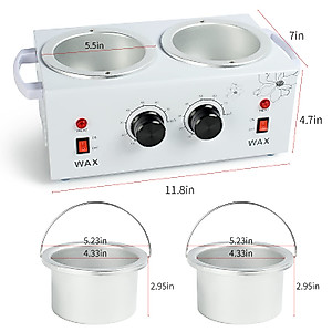 Electric Double Wax Warmer Professional Aluminum Hair Removal Wax Heater with Wax Applicator Sticks Hard Wax Beads Melter Waxing Set Pot