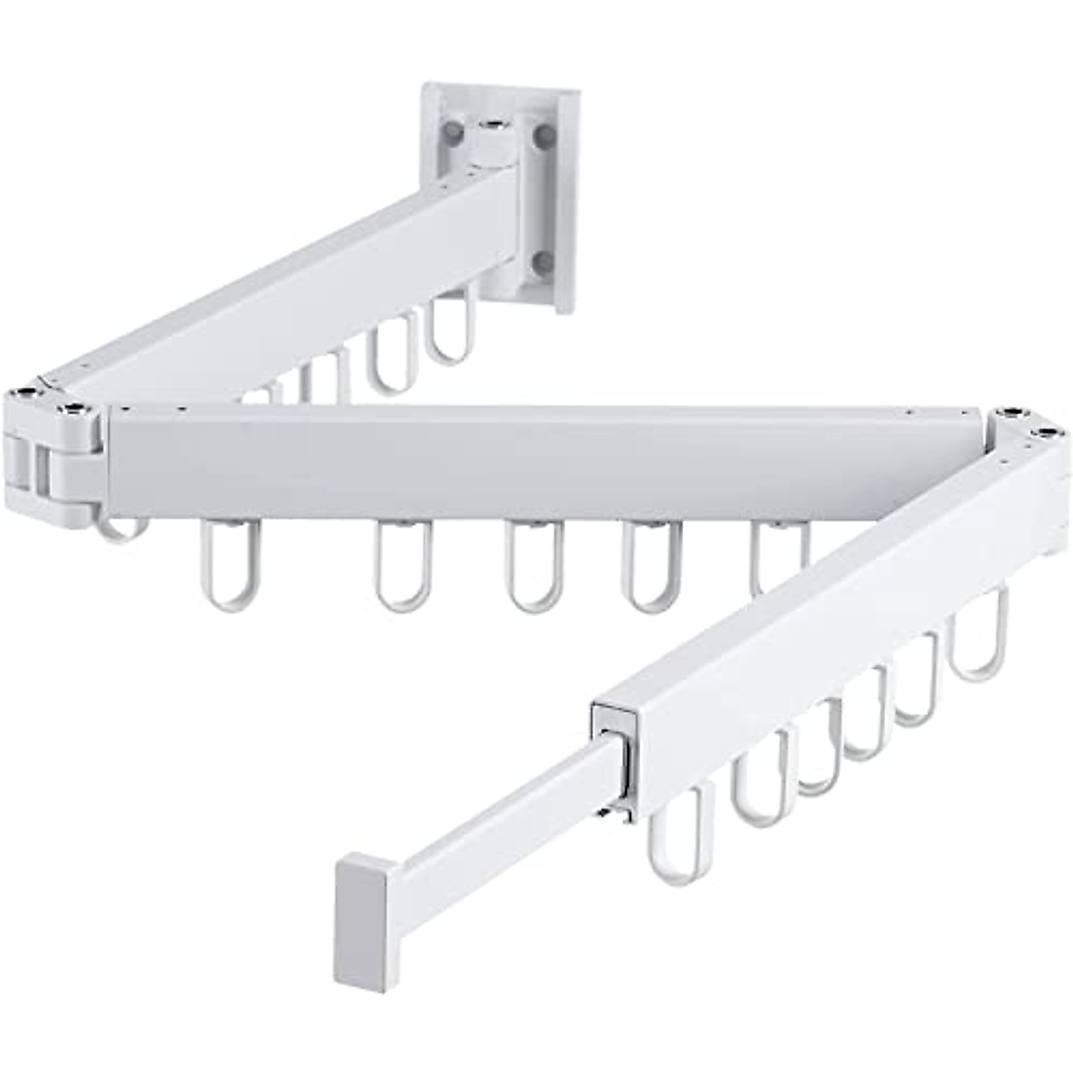 Outgeek Wall Mounted Clothes Hanger Rack, Laundry Drying Racks, Retractable Wall-Mounted Laundry Racks, Space-Saving Clothes Racks, Collapsible Clothes Hanging Racks (White)