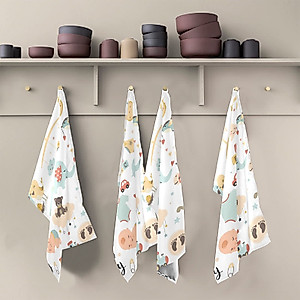 SLHKPNS Baby Shower Set Cute Cartoon Kitchen Dish Towel Set of 1, Lovely Animals 18x28in Absorbent Dishcloth Reusable Cleaning Cloths for Household Use