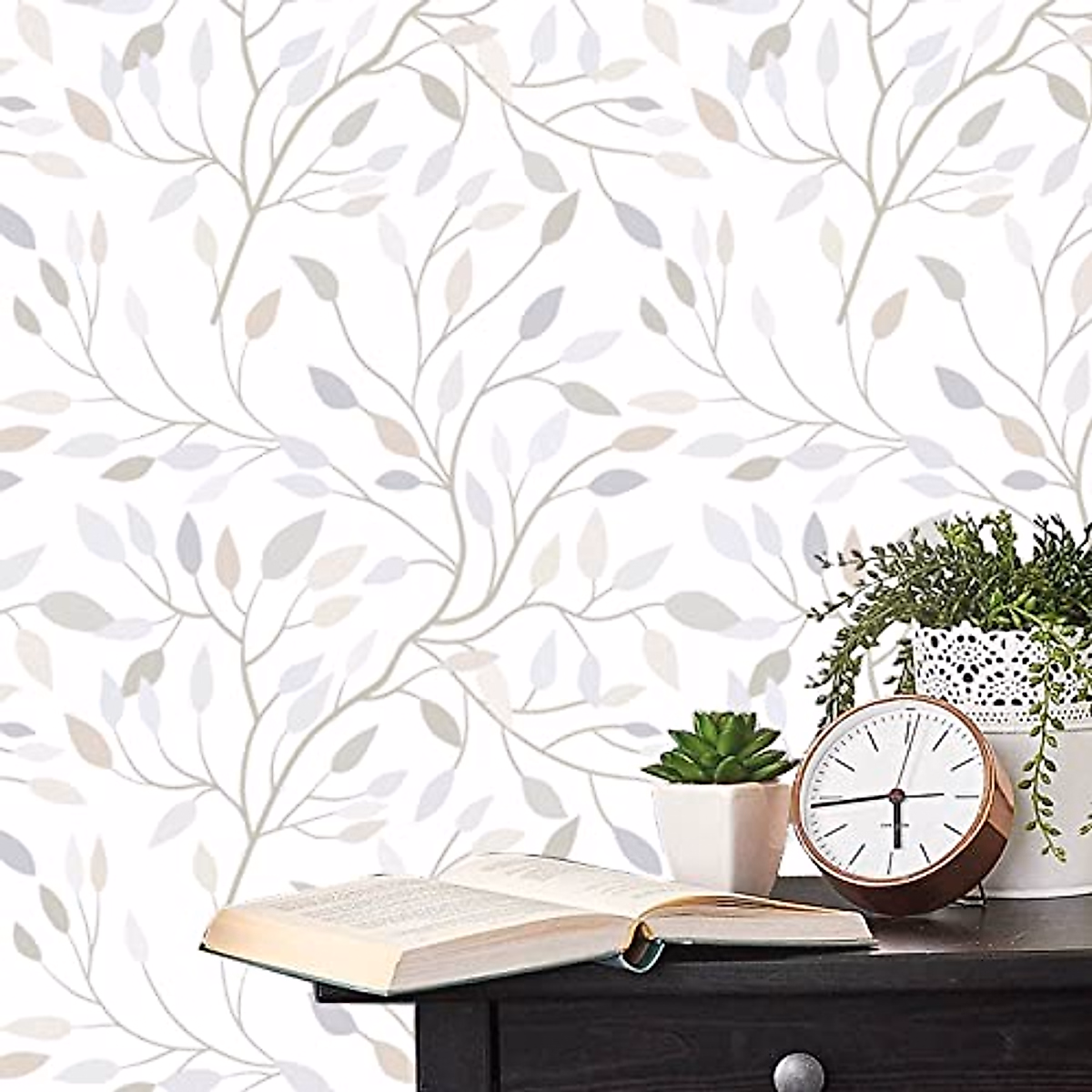 Heroad Brand Boho Peel and Stick Wallpaper Leaf Contact Paper Peel and Stick Floral Removable Wallpaper Self Adhesive Wallpaper for Walls Cabinets Shelf Liner Thicken Vinyl Roll 15.5” x 118”