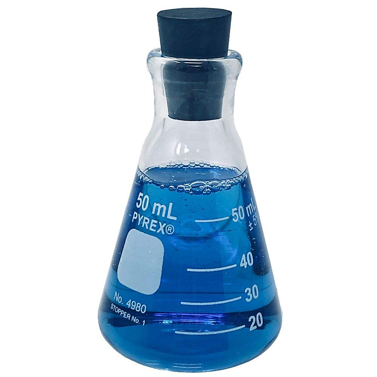 Corning Pyrex #4980-PACK(RS), Narrow Mouth Erlenmeyer Flask Set with Rubber Stoppers, 5 Sizes - 50, 125, 250, 500, 1000ml
