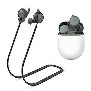 WOFRO Anti-Lost Strap for Google Pixel Buds A-Series Earbuds, Sports Soft Silicone Lanyard Accessories Compatible with Google Pixel Buds A-Series Wireless Earbuds Neck Rope Cord (Black)