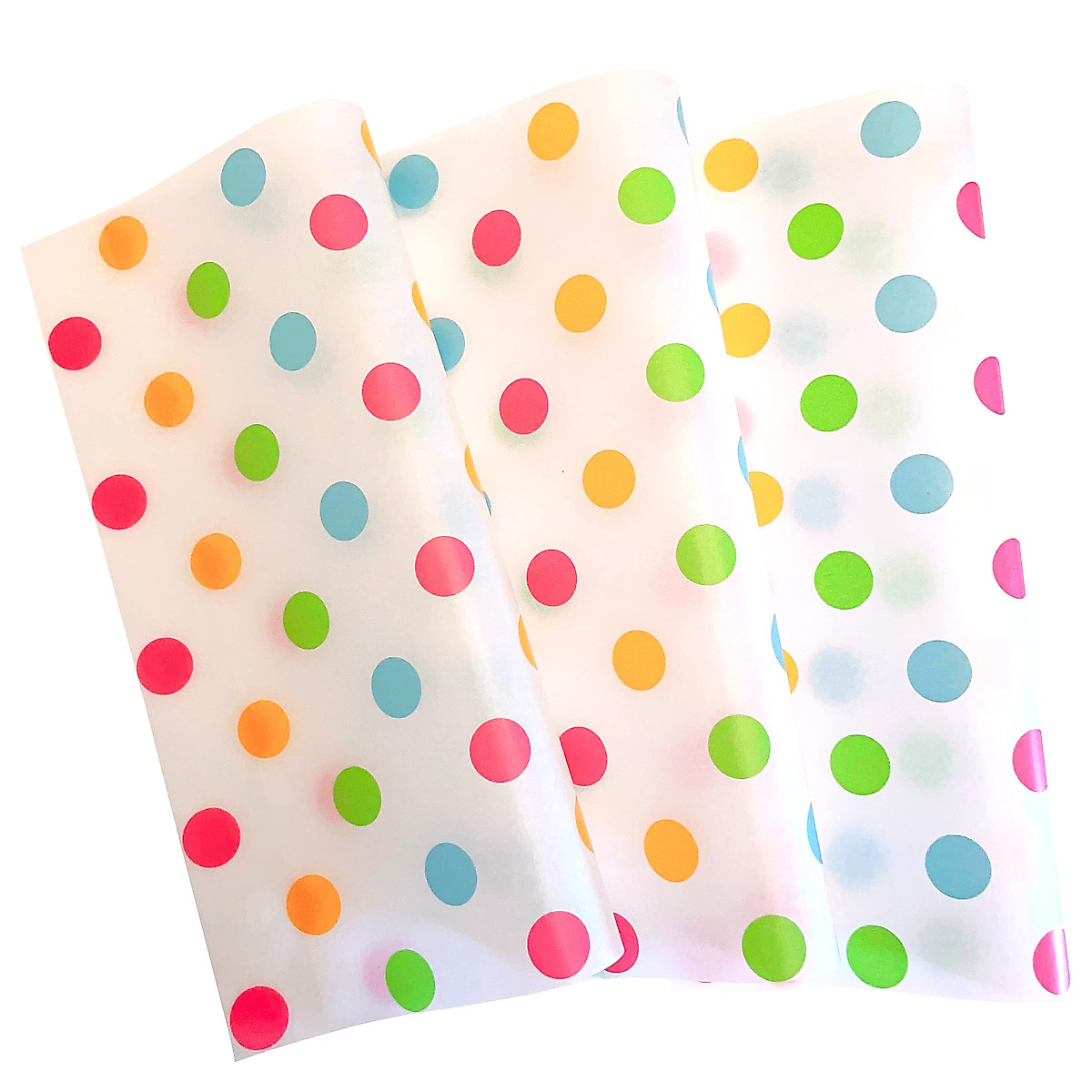 ZZJ 150 Spring Wax Paper Sheets Deli Wraps Tray&Basket Liner Deli Paper Polka Dot Printed Wax Paper Baking Paper Parchment Paper Greaseproof for Food 25 * 22cm (Colorful)