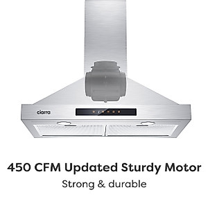 CIARRA Wall Mount Range Hood 30 inch 760m3/h Ducted Convertible Ductless Range Hood Vent in Stainless Steel CAS75308