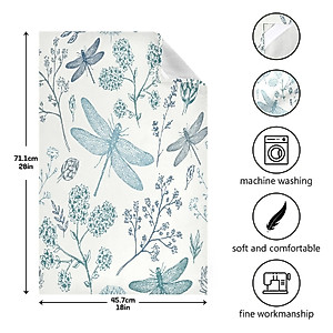 senya Blue Dragonfly Kitchen Towels 4 Pack, Absorbent Hand Towels Fast Drying Dish Cloths Tea Towel 28 x 18 in