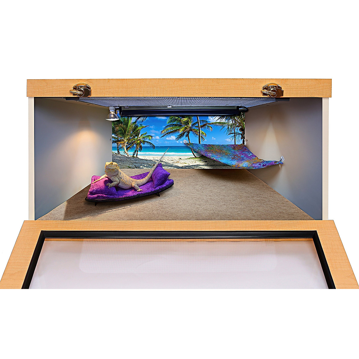 Carolina Custom Cages Reptile Habitat Background, Tropical Beach and Palm Trees, 15.75" x 36"