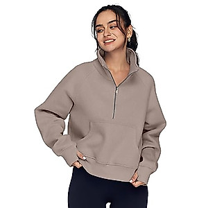 AUTOMET Womens Sweatshirts Half Zip Pullover Cropped Fleece Quarter Zipper Oversized Hoodies 2023 Fall Fashion Outfits Sweaters
