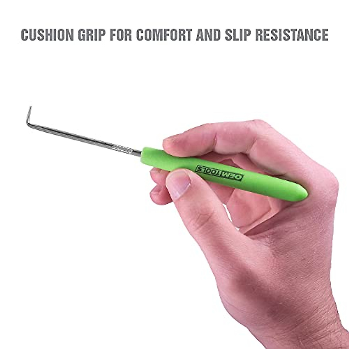 OEMTOOLS 26535 4 Piece Hook and Pick Set, Green Handled Pick Tool Set, Tool Hooks for Precision Projects, O Ring Pick Set, 4 Hook Tool Kit