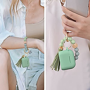 Case for Airpods Pro 1st Generation, Filoto Cute Apple Airpod Pro Cover for Women Girls, Silicone Wireless Charging Case with Bracelet Keychain Accessories (Cactus Green)