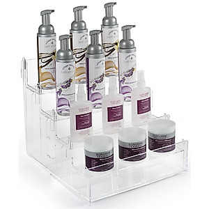 Displays2go Tiered Acrylic Step Riser Display with Four Rectangular Platforms – Clear (KDSTRISER)