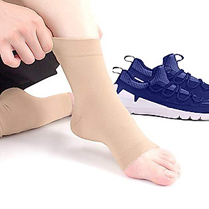 SPOTBRACE Medical Compression Breathable Ankle Brace,Pain Relief Ankle Sleeve Elastic Thin Ankle Support for Unisex Ankle Swelling, Achilles Tendonitis, Plantar Fasciitis and Sprained - Nude,1 Pair M
