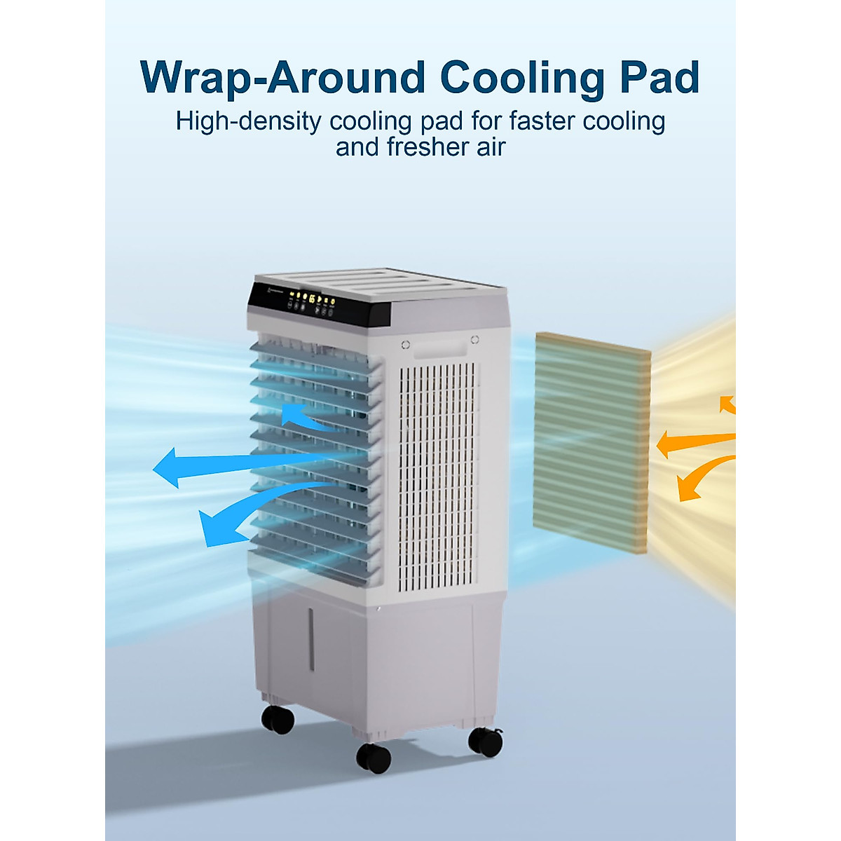 Landeagle Swamp Cooler, 1800CFM Evaporative Cooler with 5.3-Gal Water Tank, Cooling Fan with 3 Speeds, Remote Control, 12H Timer, Evaporative Air Cooler for Indoor Room Bedroom Use