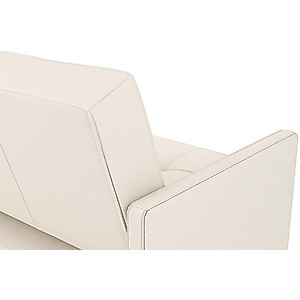 DHP Andora 76 Inch Futon Sofa Bed in Faux Leather, Modern Upholstered Couch Sleeper with Button Tufted Back and Seat, White