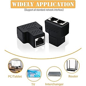 2 pieces RJ45 Coupler, Ethernet Coupler, in Line Coupler for Super Cat5, Cat5e, Cat6, Cat7 LAN Ethernet Socket Connector Adapter, 1 to 2 Ethernet Splitter Coupler Adapter