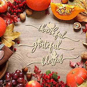 8 Pcs Thanksgiving Wood Cutout Cards Sign Grateful Blessed Gather Thankful Plates Thanksgiving Place Setting Decorations Hanging Thanksgiving Plate Decor for Home Table Setting Decor (Burlywood)