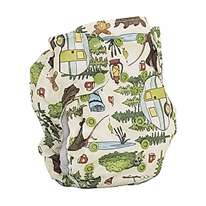 No Prep Organic Cloth Diaper – Smart Bottoms Dream Diaper 2.0 – Washable, Reusable – Natural Fiber Interior (Campfire Trails)