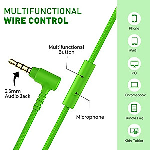 rockpapa 950 Headphones with Microphone for Kids for School Computer, On-Ear Headphones Wired Foldable for Boys chilrens Girls Teens Students Youth Adult Black Green