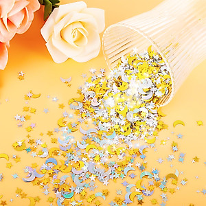 60 g Gold & Silive Confetti Christmas Confetti Stars Moons Planet Confetti Holographic Star And Moon Table Confetti For Party DIY Rainbow Metallic Glitter Foil Sequin Scatter For Birthday Wedding