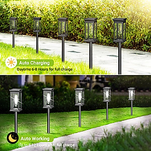 Outdoor Solar Pathway Lights, 6 Pack Solar Lanterns Outdoor Decor Lights, Bright Solar Landscape Lighting Lights Outdoor Waterproof, Auto On/Off Solar Lights for Outside Yard Backyard Garden Patio
