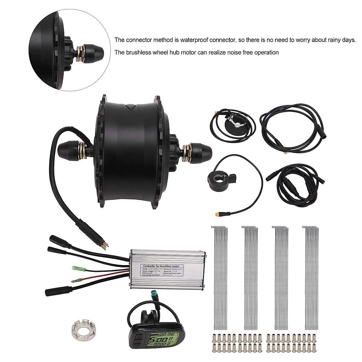 VBESTLIFE Electric Snow Conversion Kit, 36V 500W Fat Tire Front Wheel Hub Motor Kit with LCD5 Display Controller Spokes Throttle Accelerator Mounting Accessories (26 inches)