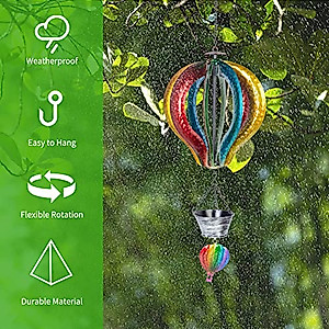 DREAMSOUL Wind Spinners Outdoor, Hanging Hot Air Balloon Wind Spinner, Metal Wind Sculptures & Spinners for Yard Garden Lawn Decoration