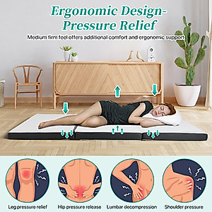 Folding Gel Memory Mattress, CertiPUR-US Portable Mattress Topper, Tri-Fold Mattress with Washable Cover-Foldable Foam Mattress Medium Firmness, for Travel, Camping, Sleepovers (Twin XL)