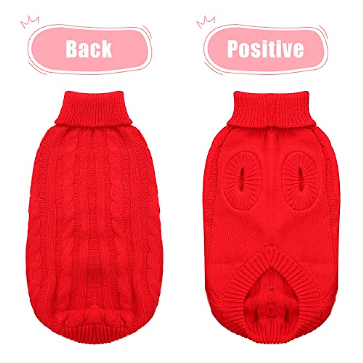 Winter Warm Pet Sweater, Soft Dog Clothes Coats Sweaters Classic Straw-Rope Sweaters for Medium Dogs Cat Gift Kitty Clothes Pet Sweater Apparel for Holiday New Year Valentine's Day(Red)